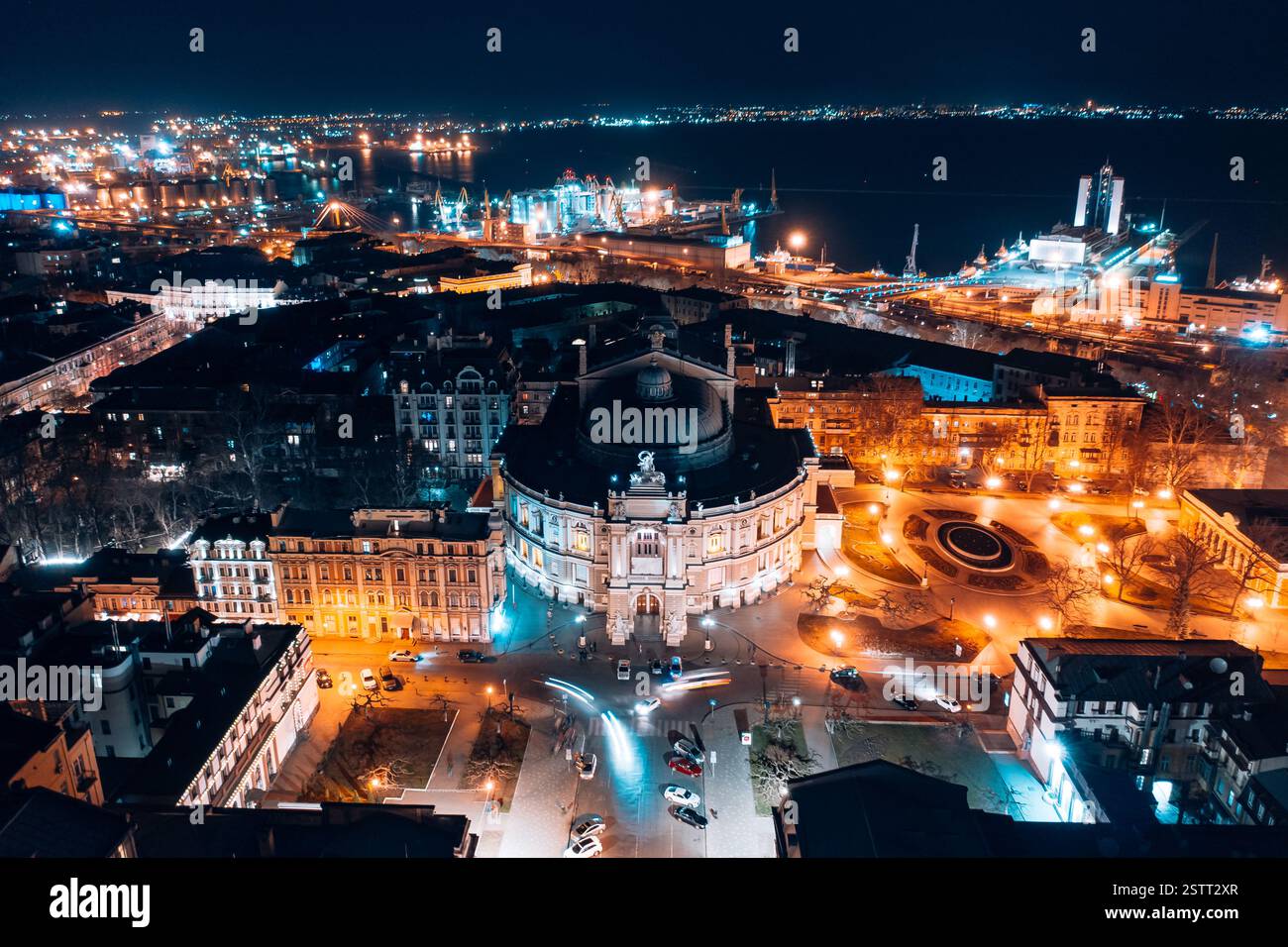 Night view of the opera house in Odessa Stock Photo - Alamy