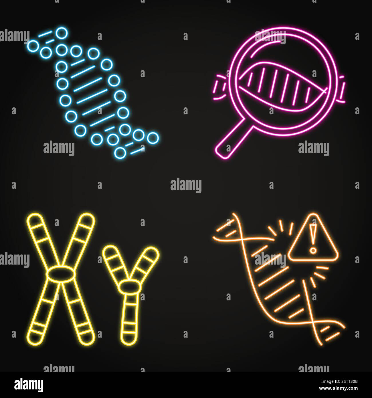 DNA and genes neon icon set. Vector illustration Stock Vector Image ...
