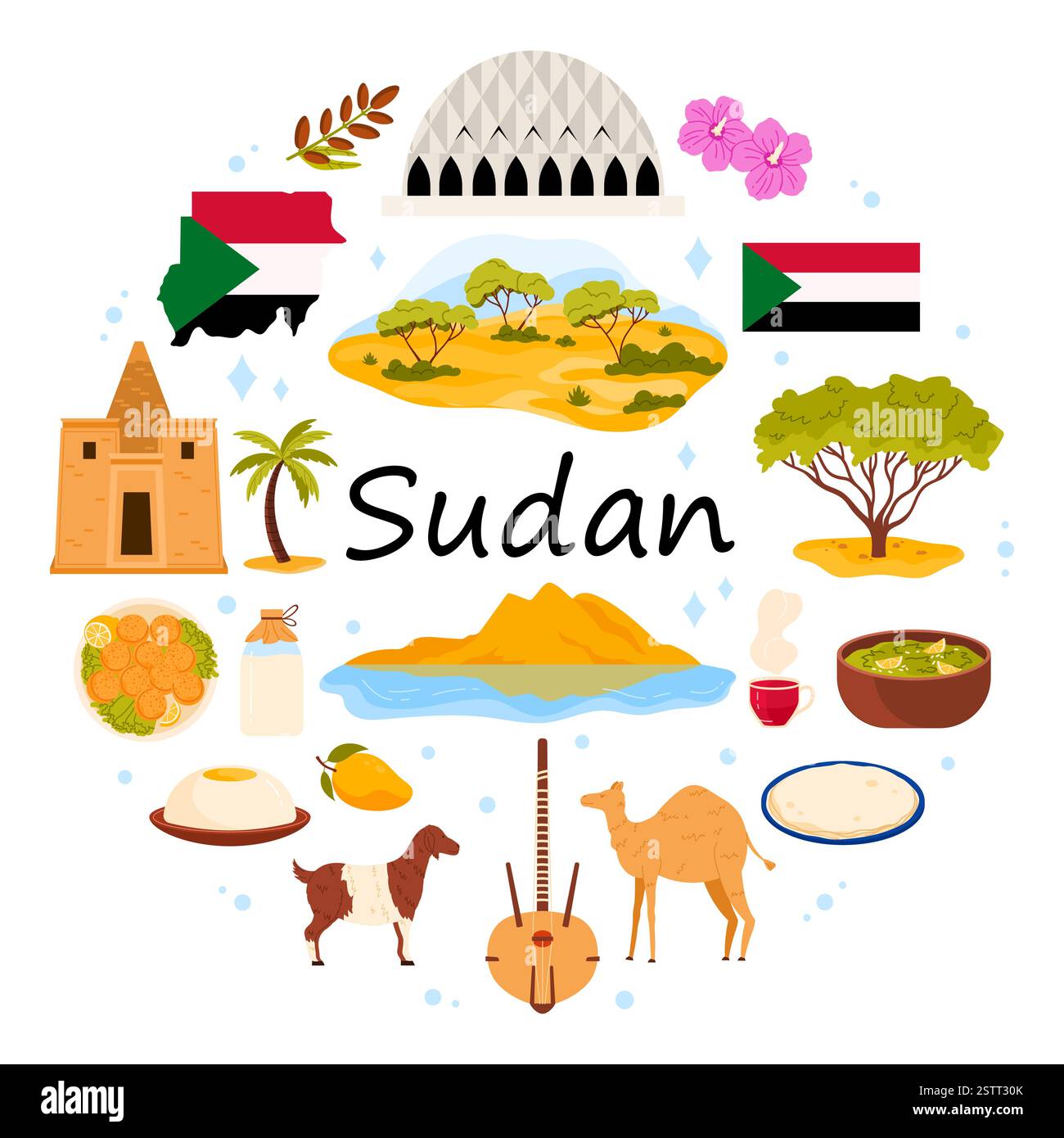 Sudan culture elements and food, nature and architecture, travel ...