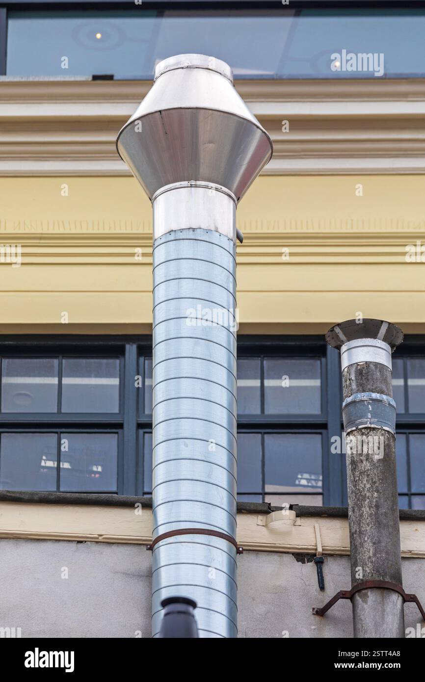 Chimney Pipe Exhaust Vent at Restaurant Exterior Stock Photo - Alamy