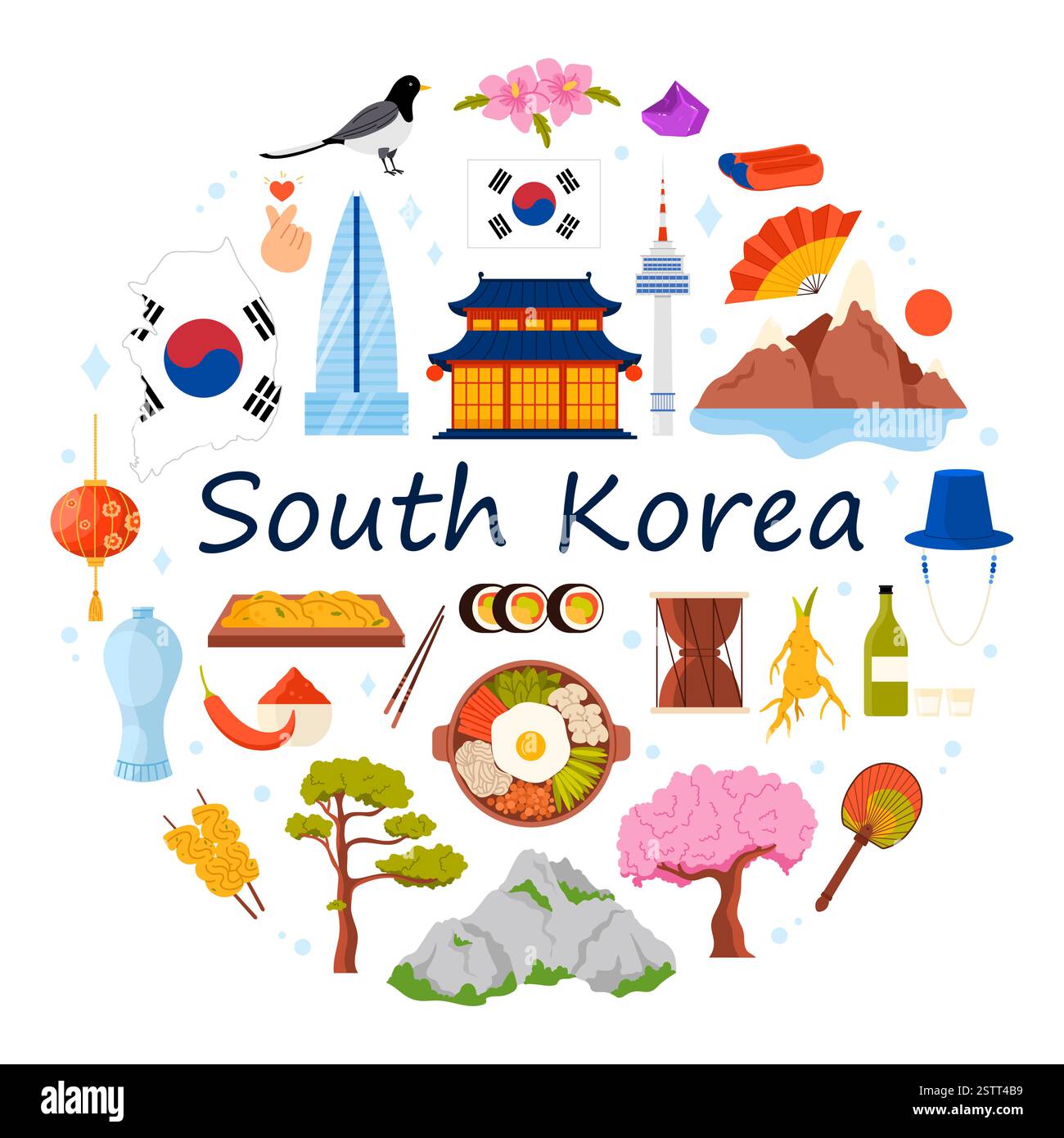South Korea culture elements and food, nature and architecture, travel ...