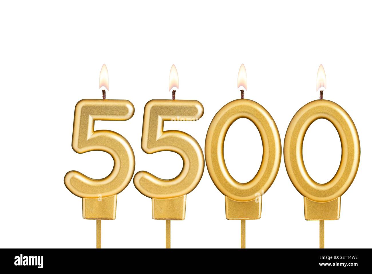 Candles forming the number 5500 - white background Stock Photo - Alamy