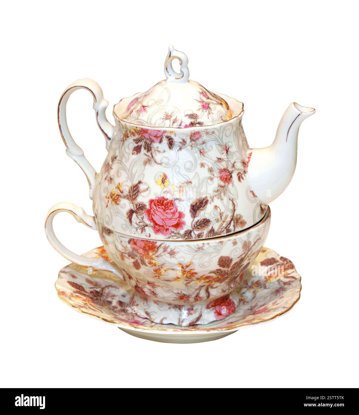 Antique floral tea pot isolated with clipping path included Stock Photo ...