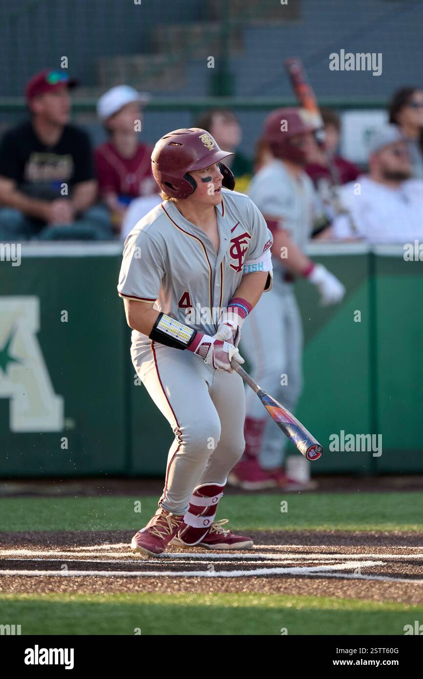 Florida State Seminoles Cal Fisher (4) at bat during an NCAA baseball ...