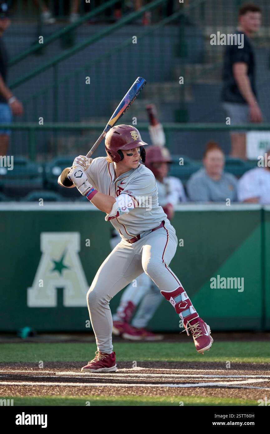 Florida State Seminoles Cal Fisher (4) at bat during an NCAA baseball ...
