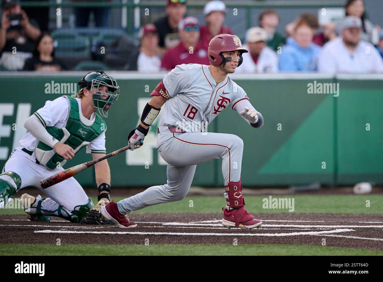 Florida State Seminoles Max Williams (18) hits a single during an NCAA ...