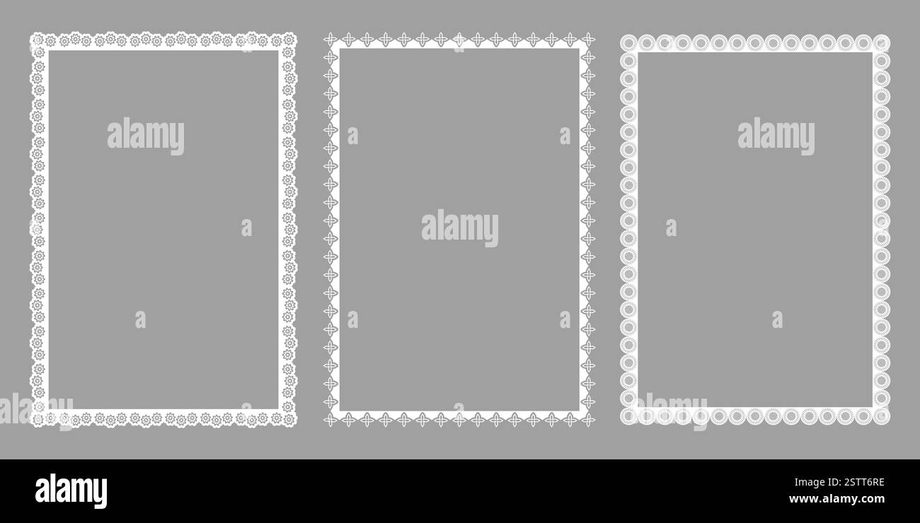 Vintage Lace Cut A4 Frames. Vector Illustration for invitation card ...