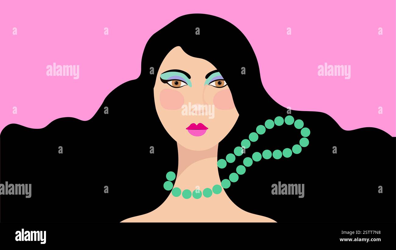 Woman face, abstract pop art. Vibrant digital illustration of a woman ...