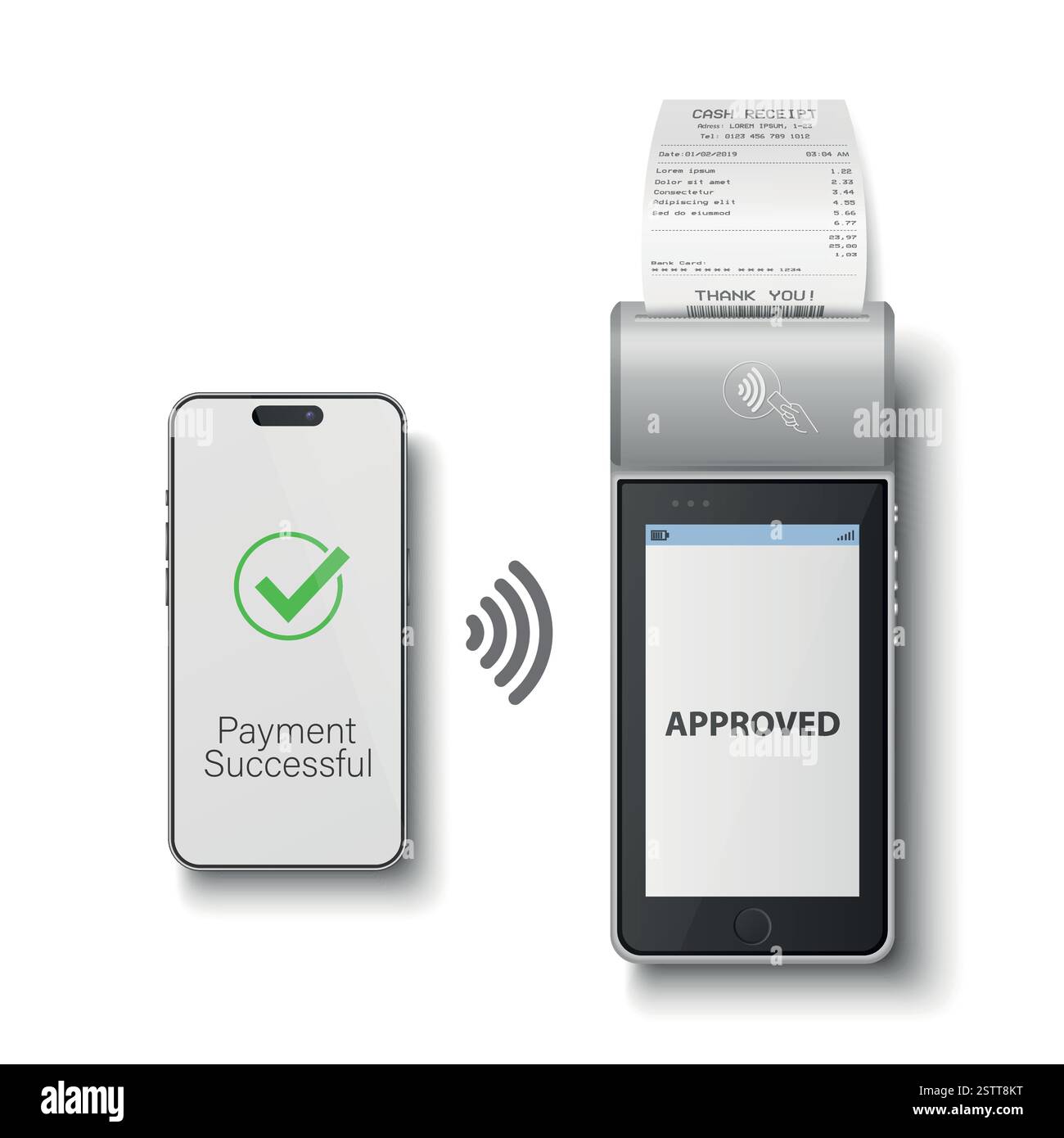 Vector 3D Realistic NFC Payment Terminal and Smartphone Closeup ...