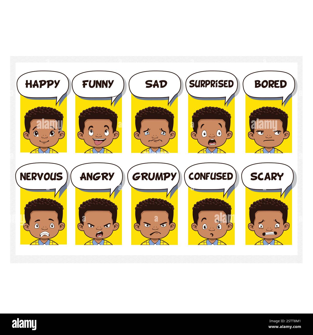 Cartoon illustration for kids featuring various facial expressions of people Stock Vector Image ...