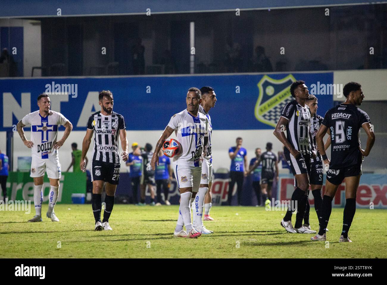 Diadema, Brazil. 19th Feb, 2025. Ademilson prepares to take a penalty ...