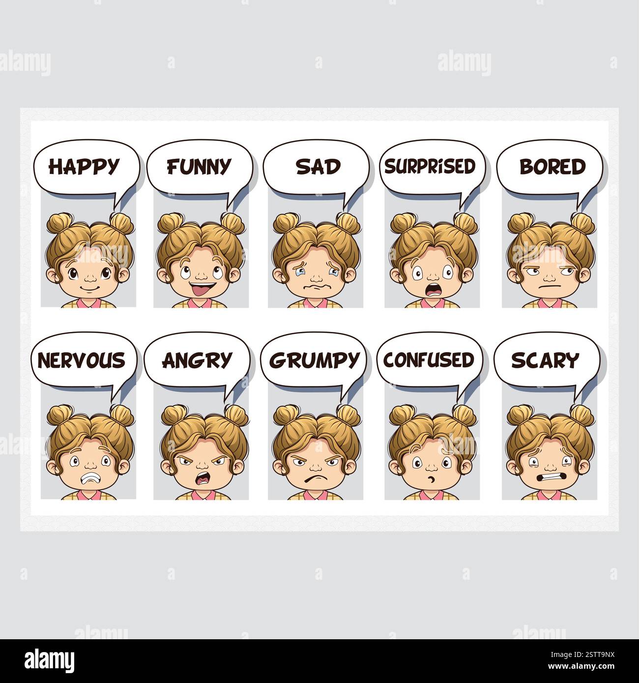 Educational poster for children featuring cartoon faces with various ...
