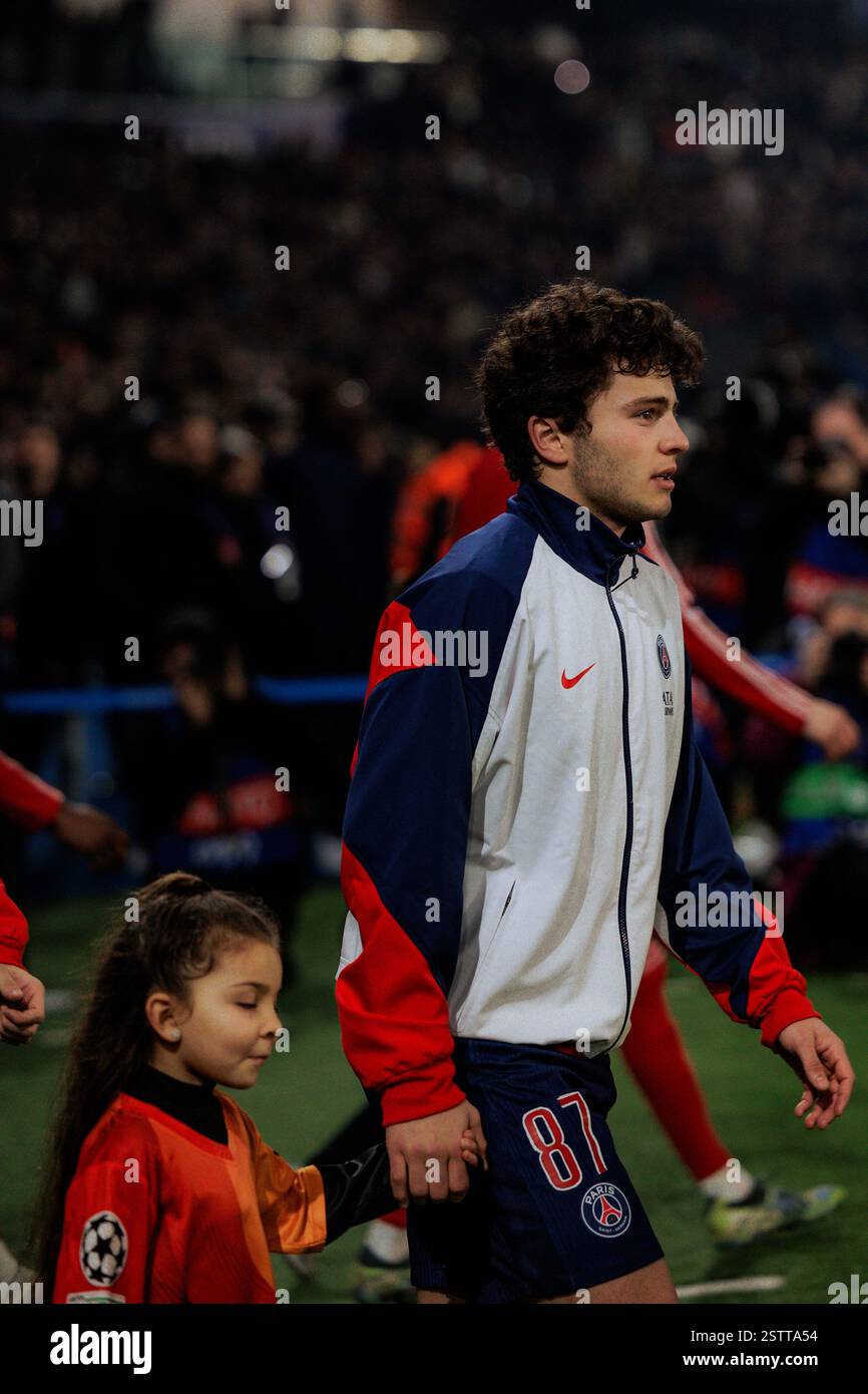 Paris, France. 19th Feb, 2025. Joao Neves (Paris Saint-Germain 87) in ...