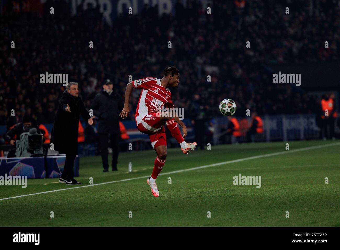 Paris, France. 19th Feb, 2025. Luck Zogbe (Stade Brestois 12) in action ...