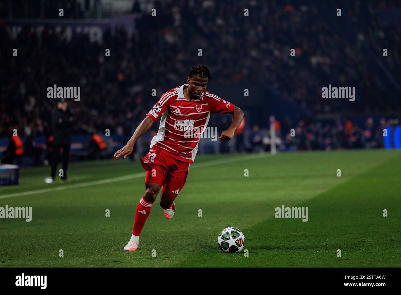 Paris, France. 19th Feb, 2025. Luck Zogbe (Stade Brestois 12) in action ...