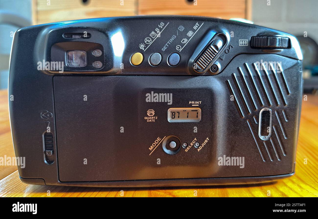 Vintage analogue compact camera back with date stamp Stock Photo - Alamy