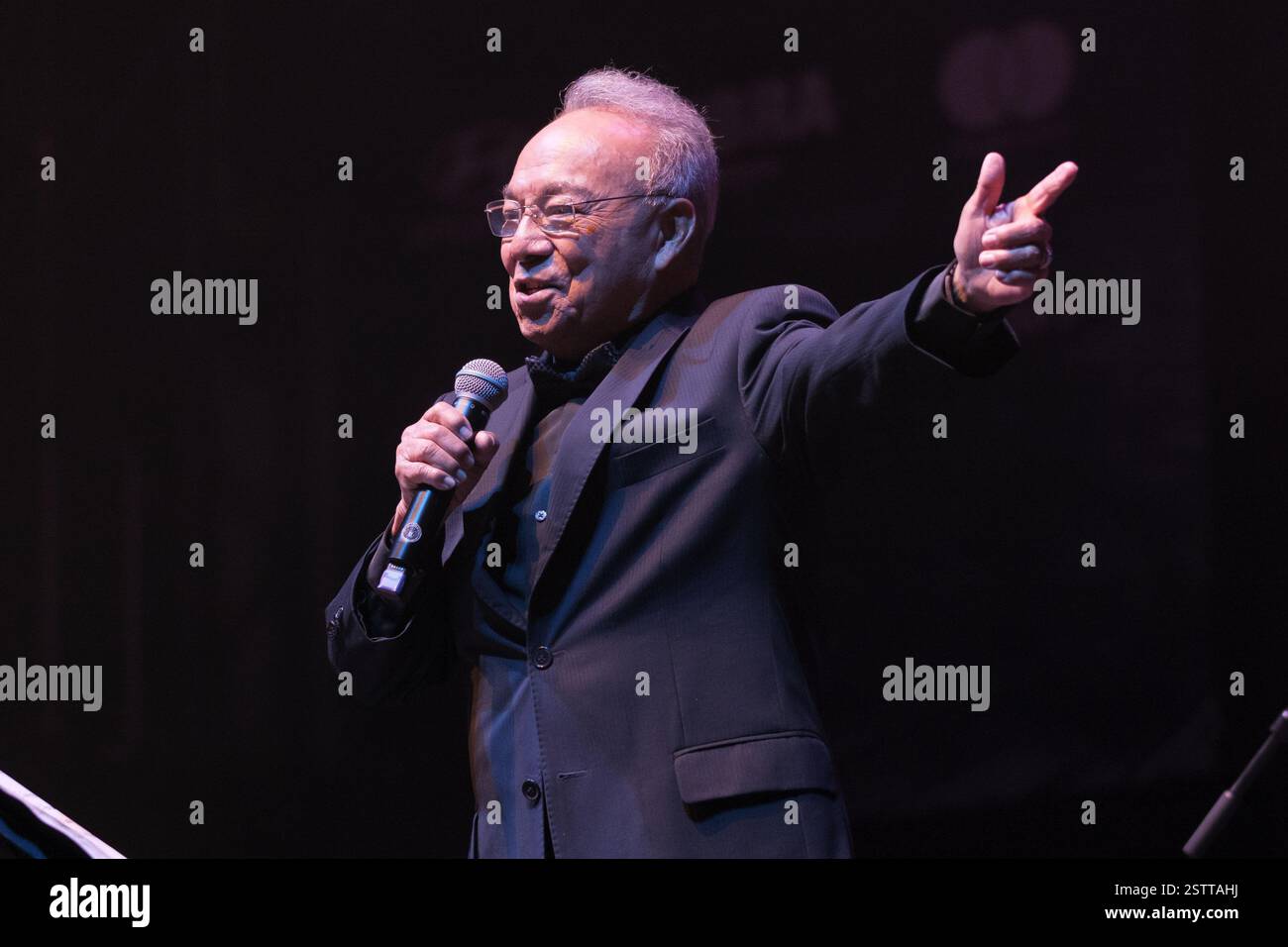 Singer Rafael Basurto Lara of Los Panchos performs during a concert at ...