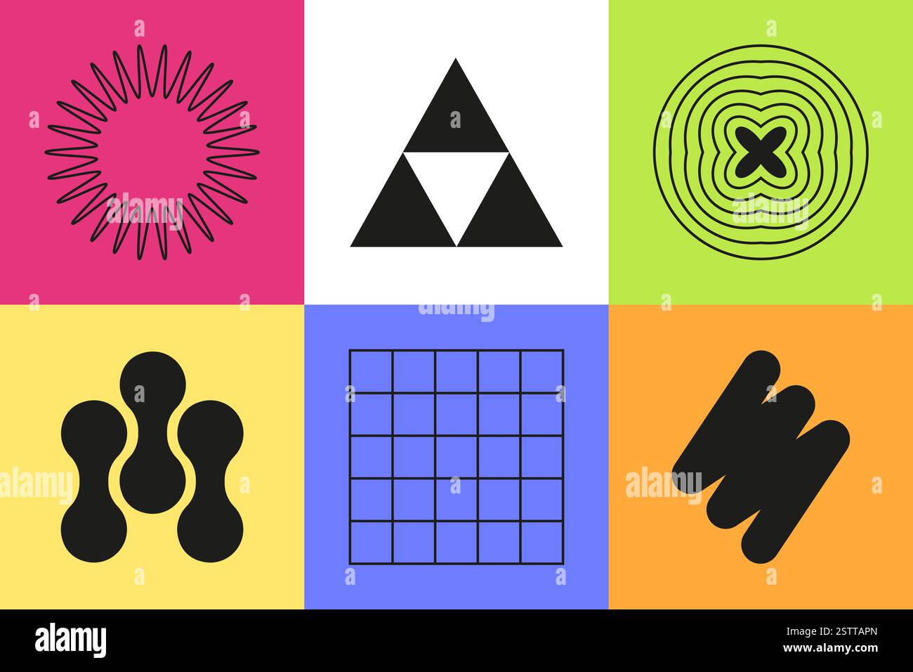 Retro minimalism in forms - set of flat design style colorful ...