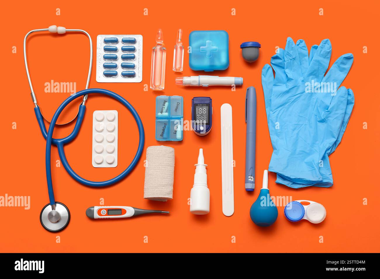 Composition with pulse oximeter, medical supplies and medicines on ...