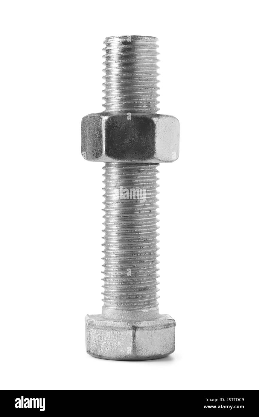 Tap bolt and nut isolated on white background, closeup Stock Photo - Alamy