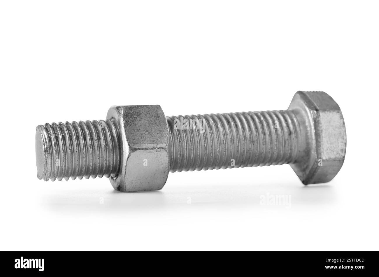 Tap bolt and nut isolated on white background, closeup Stock Photo - Alamy