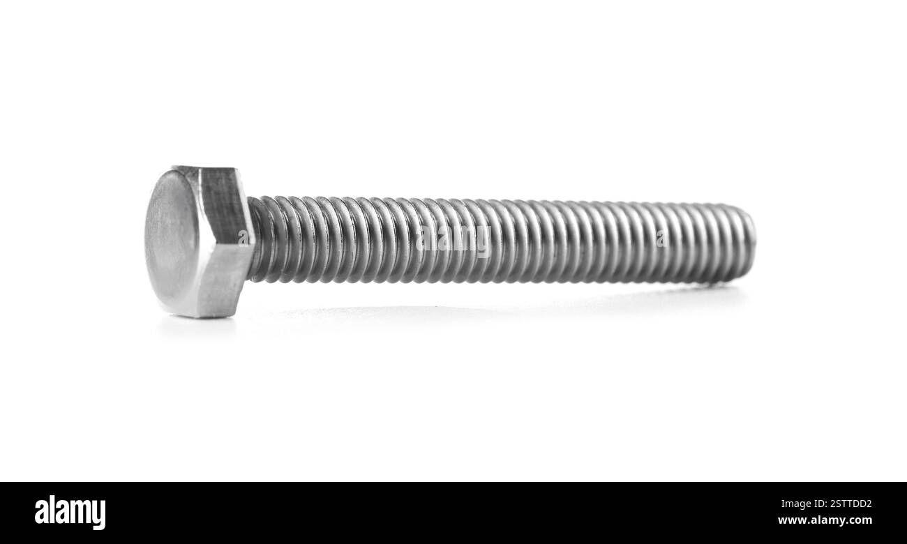 Steel tap bolt isolated on white background, closeup Stock Photo - Alamy