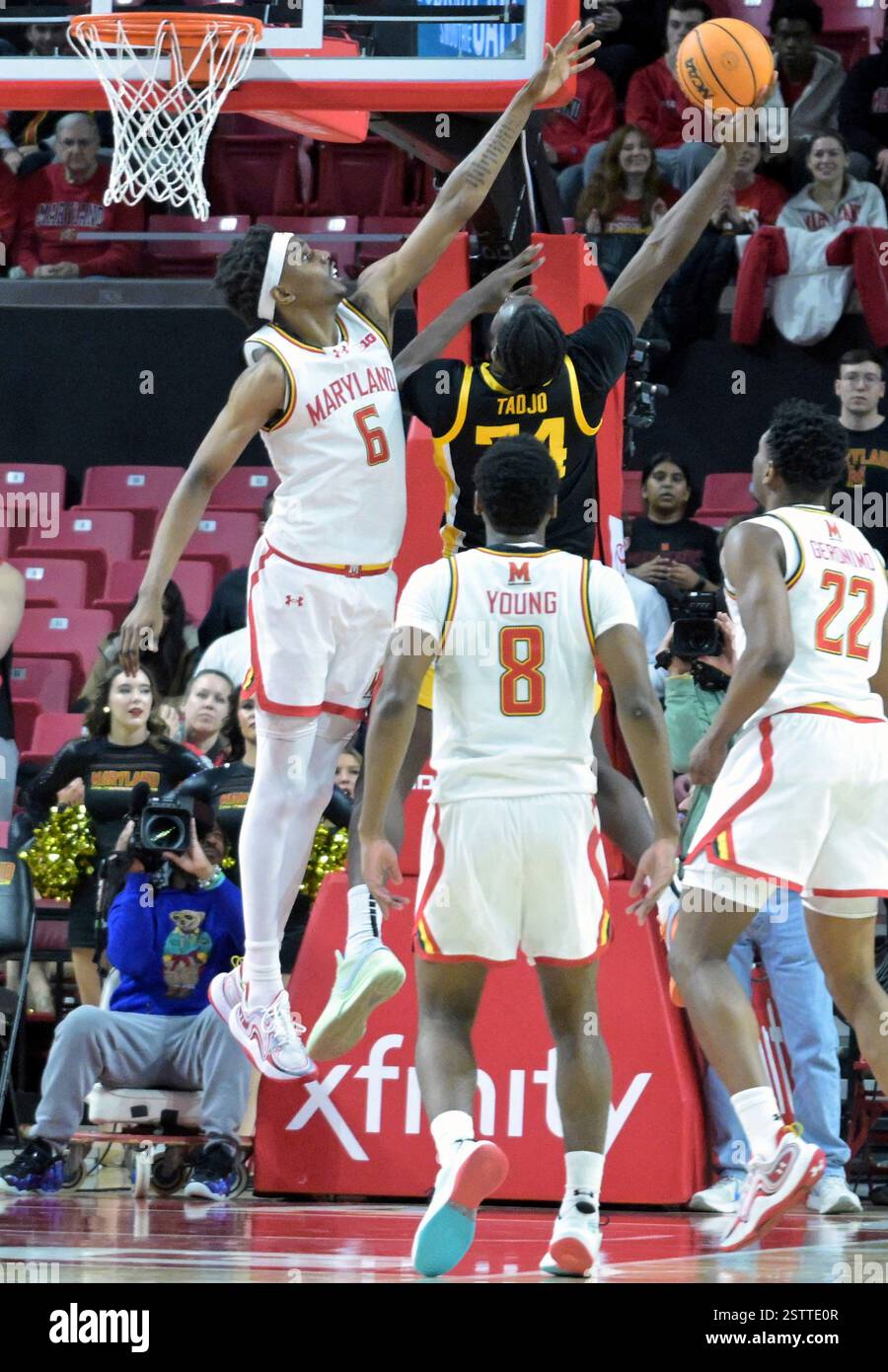 COLLEGE PARK, MD - FEBRUARY 16: Iowa Hawkeyes forward Chris Tadjo (34 ...