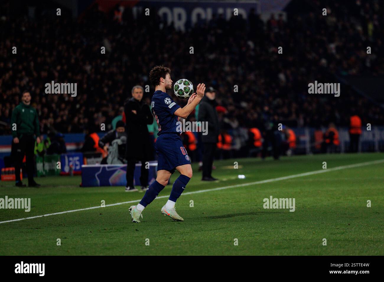 Paris, France. 19th Feb, 2025. Joao Neves (Paris Saint-Germain 87) in ...