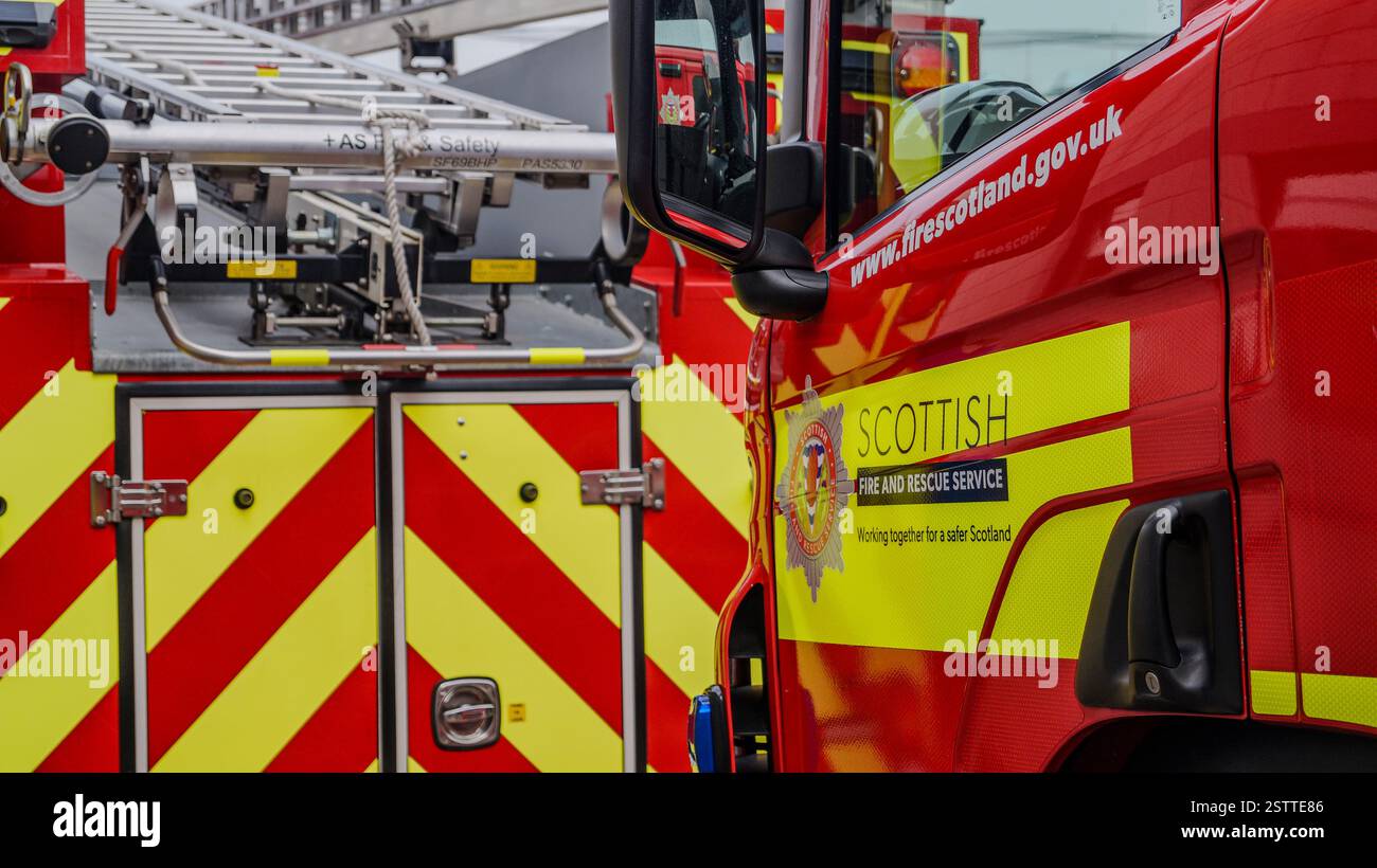 Scottish Fire and Rescue Crest on the side of an engine Stock Photo - Alamy
