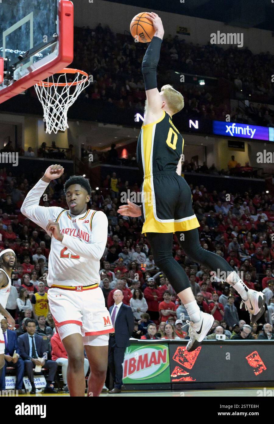 COLLEGE PARK, MD - FEBRUARY 16: Iowa Hawkeyes forward Even Brauns (0 ...
