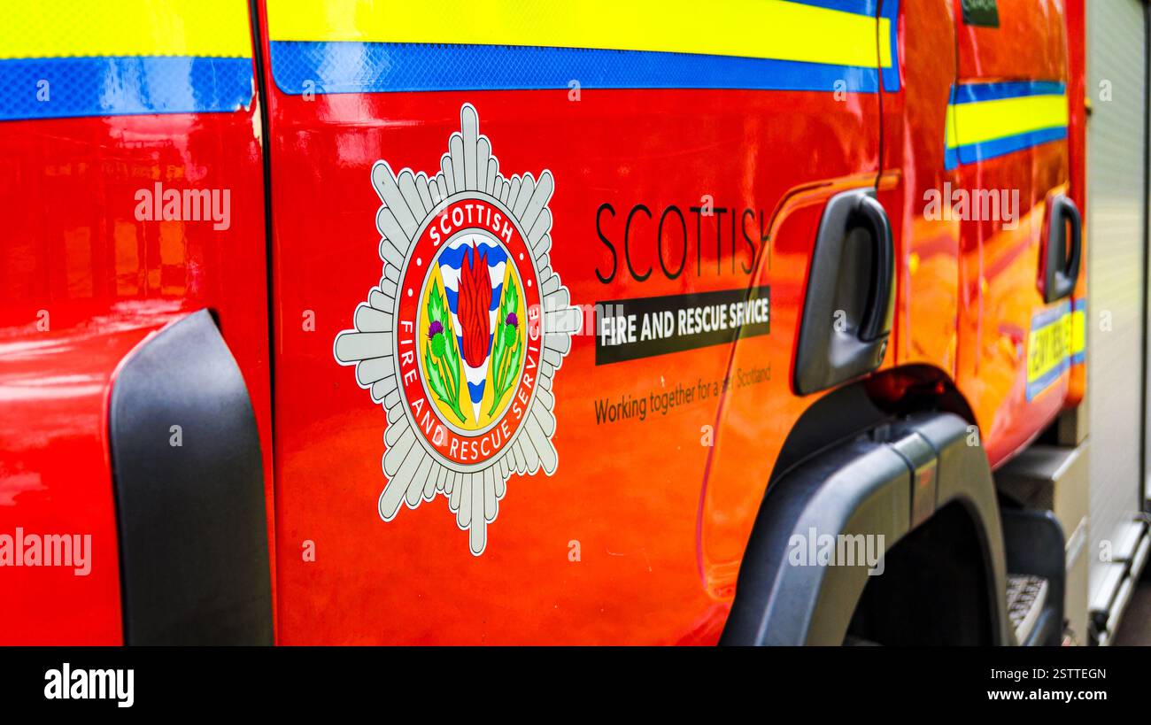 Scottish Fire and Rescue Engine Crest side on battenburg Stock Photo ...