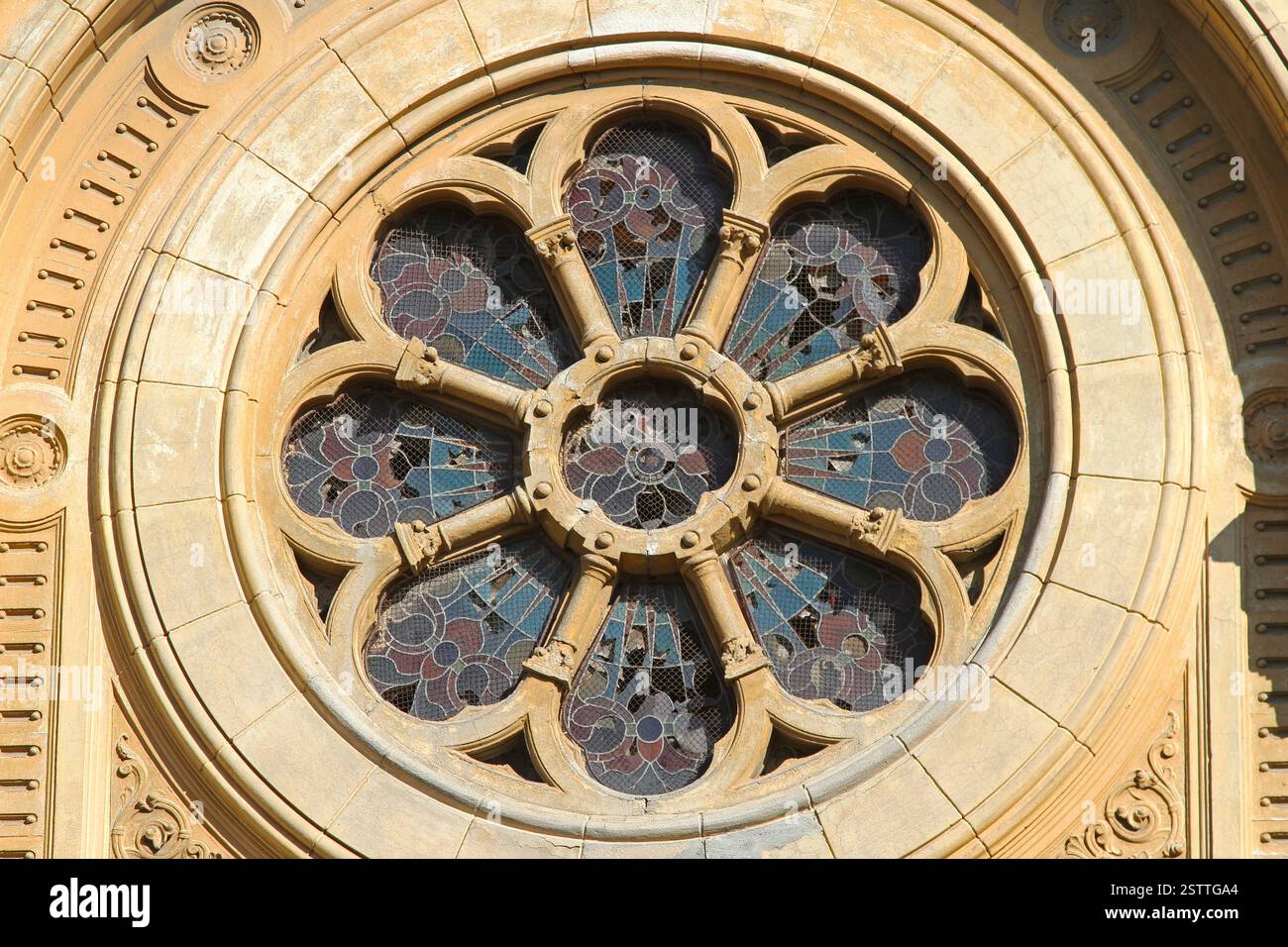 Round Window With Stained Glass at Synagogue in Timisoara Romania Stock ...