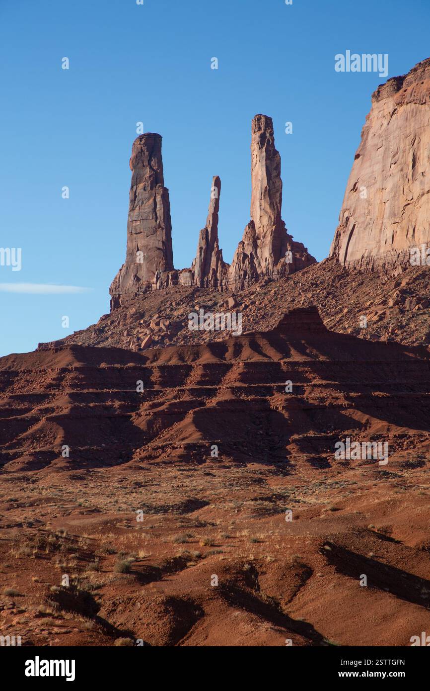 Three Sisters, Monument Valley Navajo Tribal Park, Utah, USA Stock Photo - Alamy