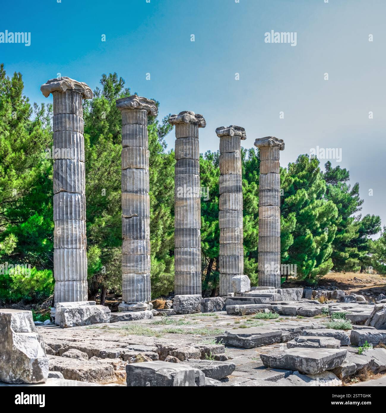 The Temple of Athena Polias in the Ancient Priene, Turkey Stock Photo ...