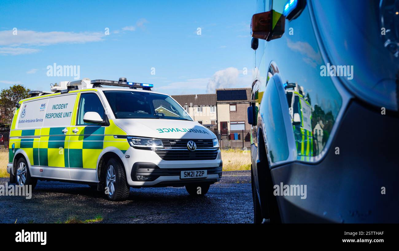Scottish Ambulance Service Van with reflection Stock Photo - Alamy