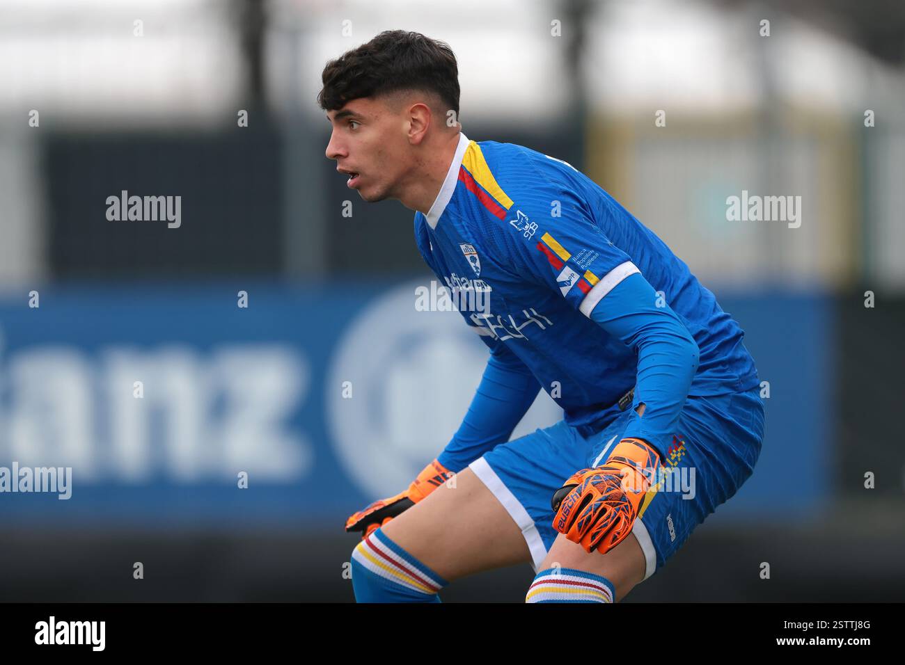 Vinovo, Italy. 19th Feb, 2025. Vlad Rafaila of US Lecce reacts during ...