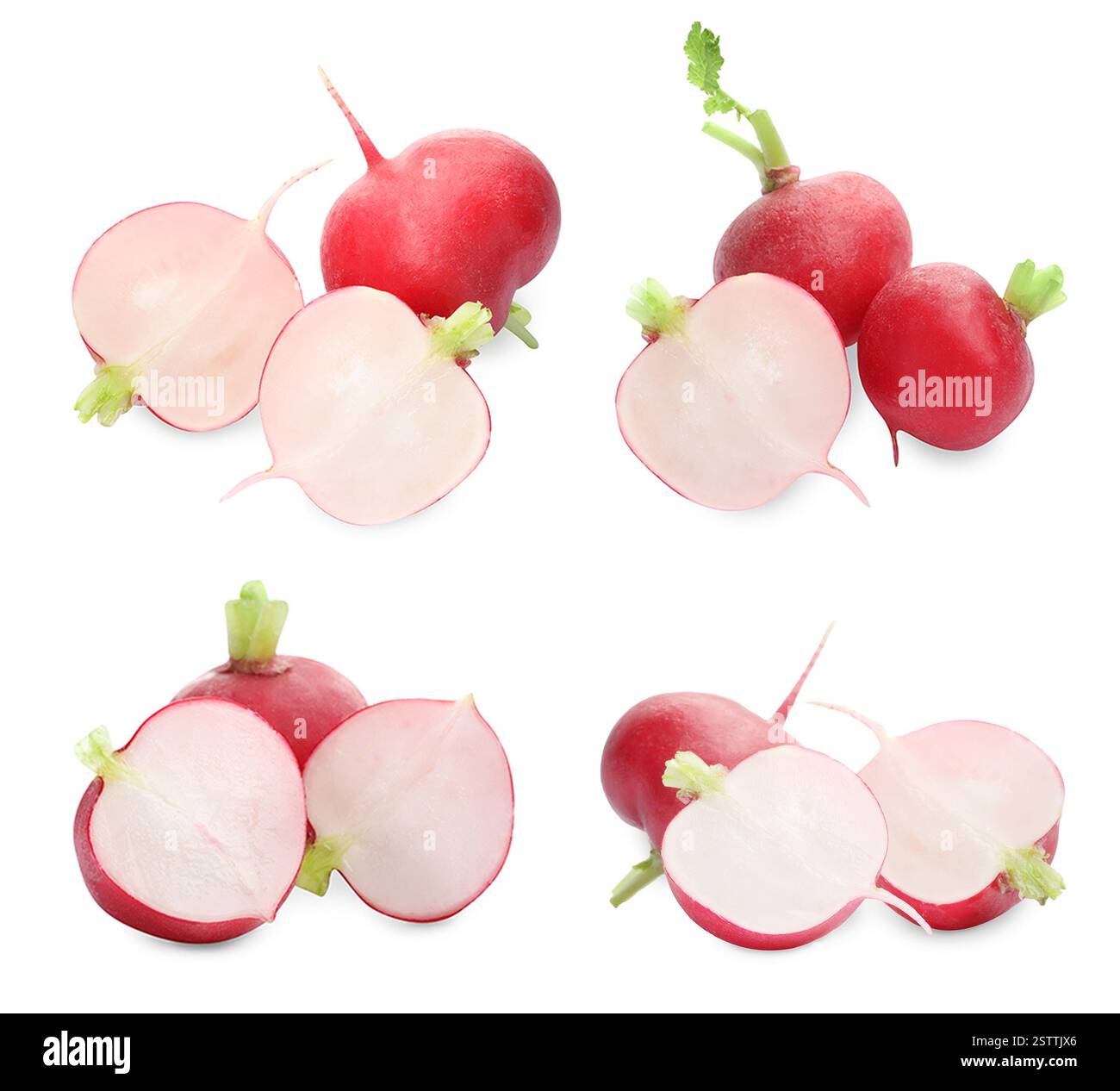 Whole and sliced fresh radishes isolated on white, set Stock Photo - Alamy