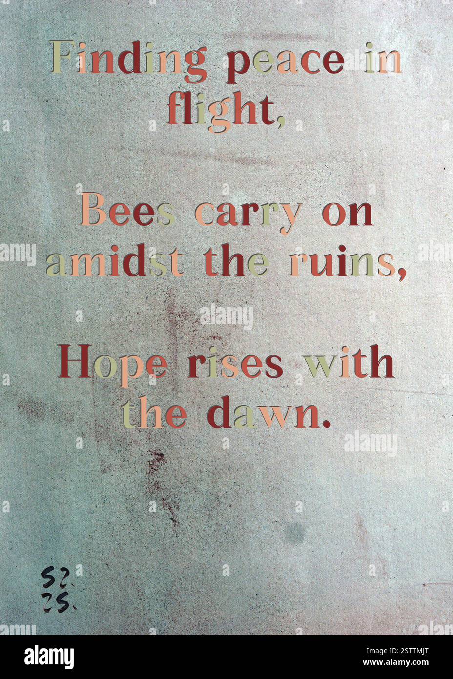 Finding peace in flight, Bees carry on amidst the ruins, Hope rises ...