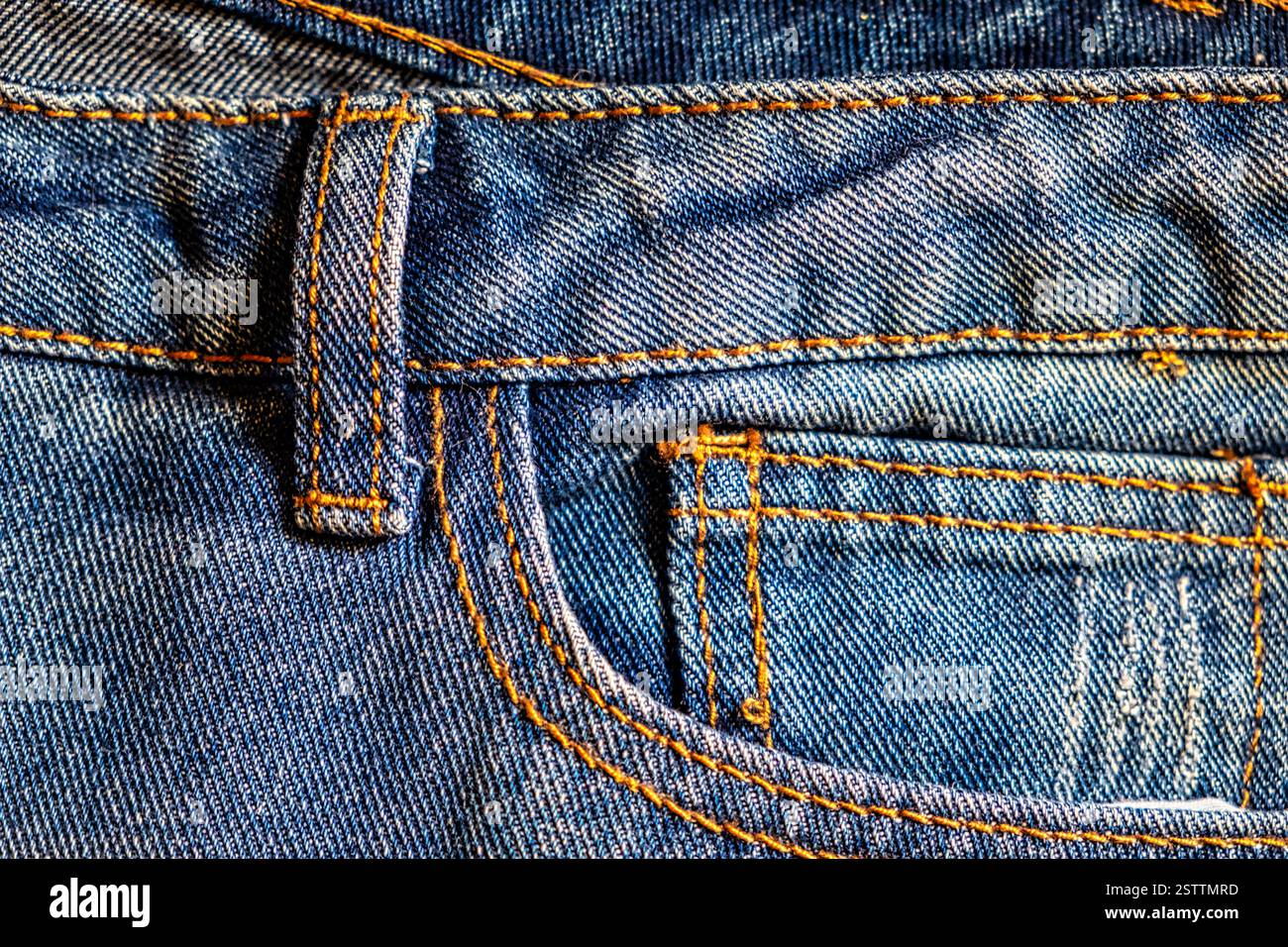 Blue Denim Jeans Watch Pocket Design Details without Rivets and Seams ...