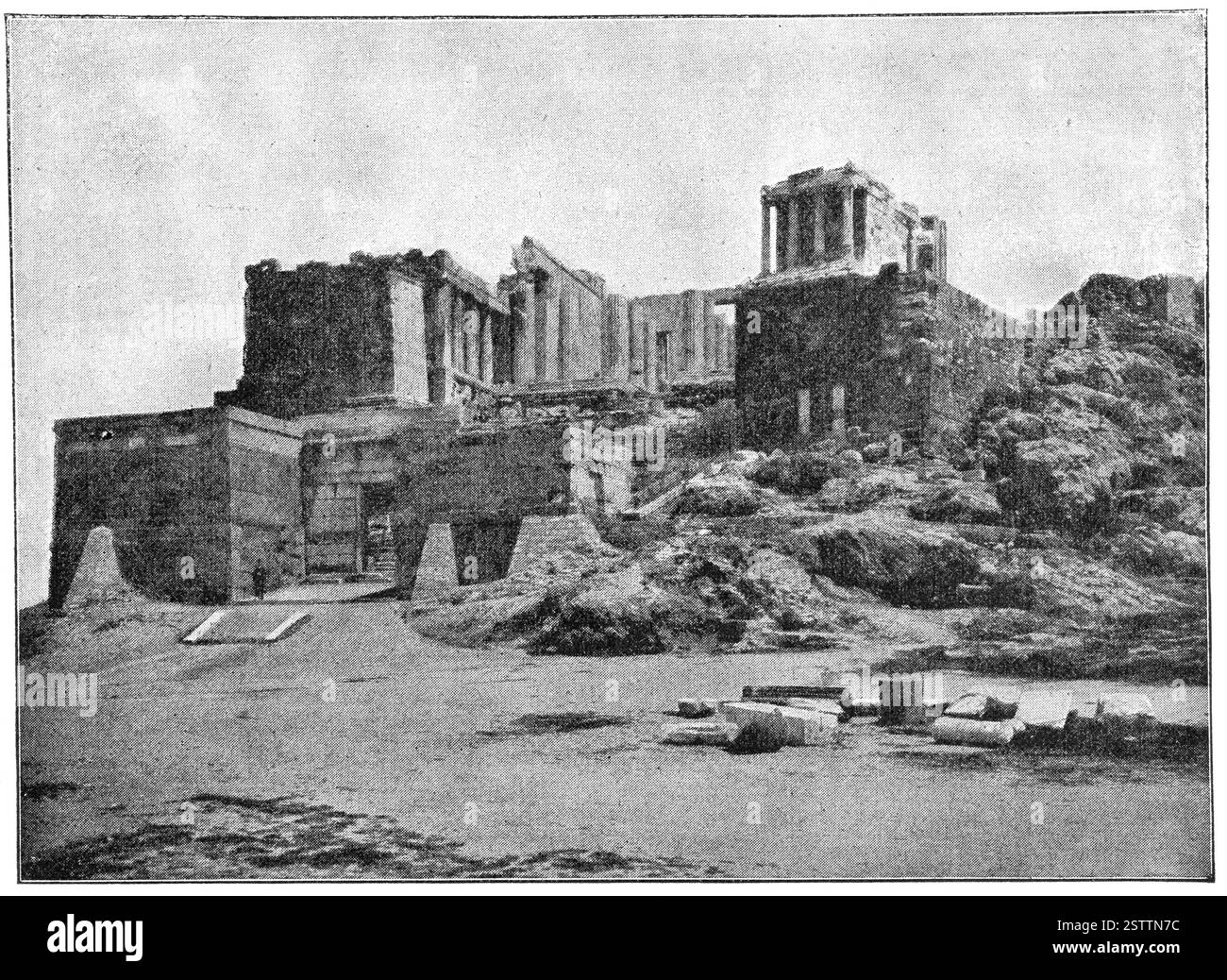 Propylaea (Acropolis of Athens). Illustration of the 19th century ...