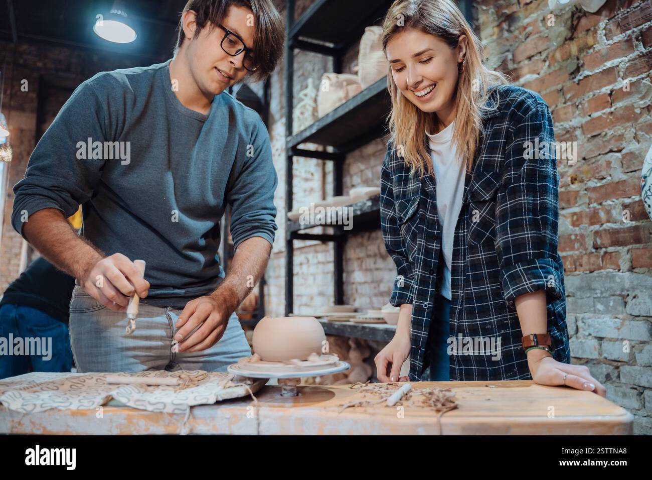 Making a handmade clay pot. Pottery lesson, hobby Stock Photo - Alamy