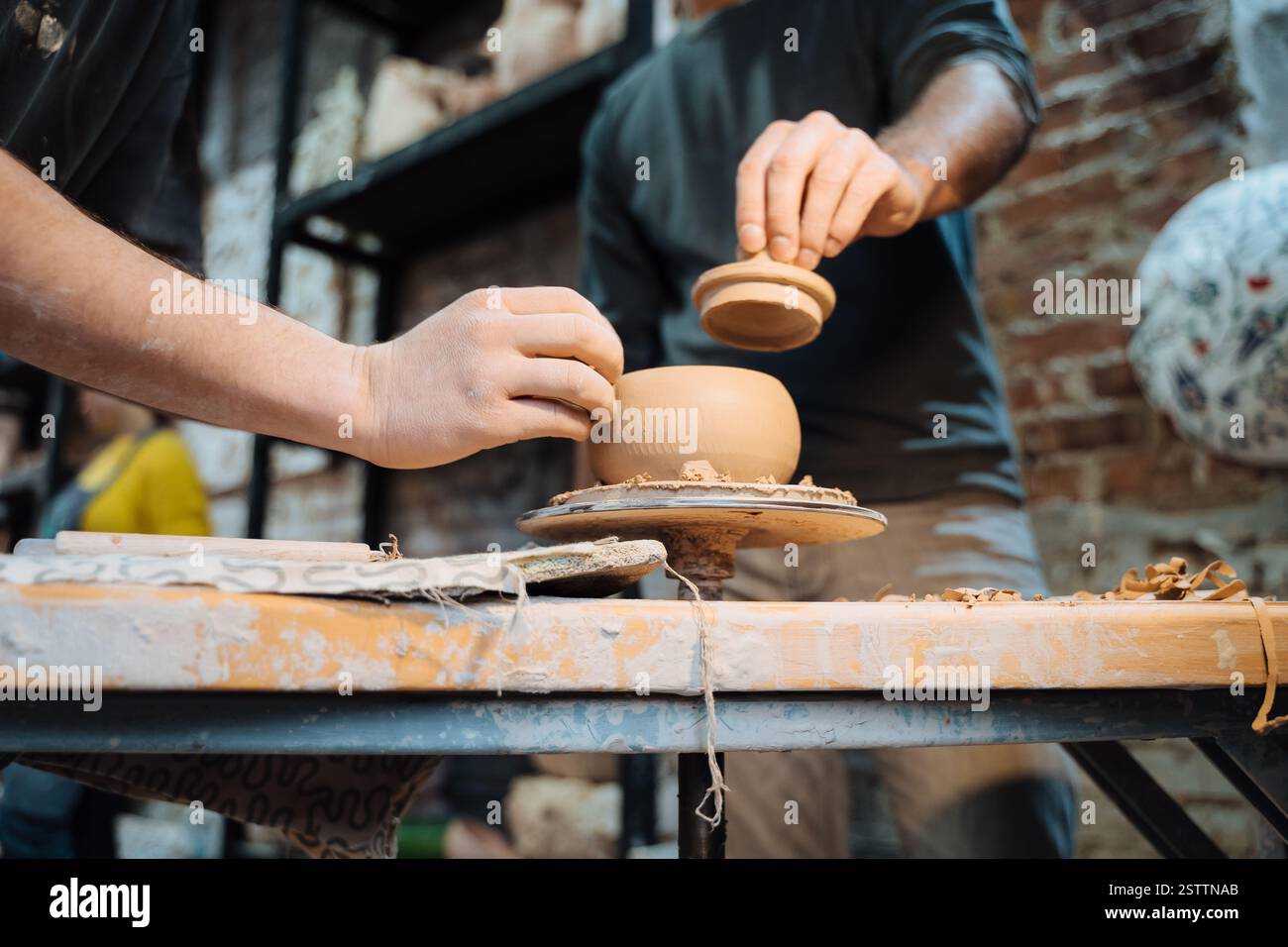 Making a handmade clay pot. Pottery lesson, hobby Stock Photo - Alamy