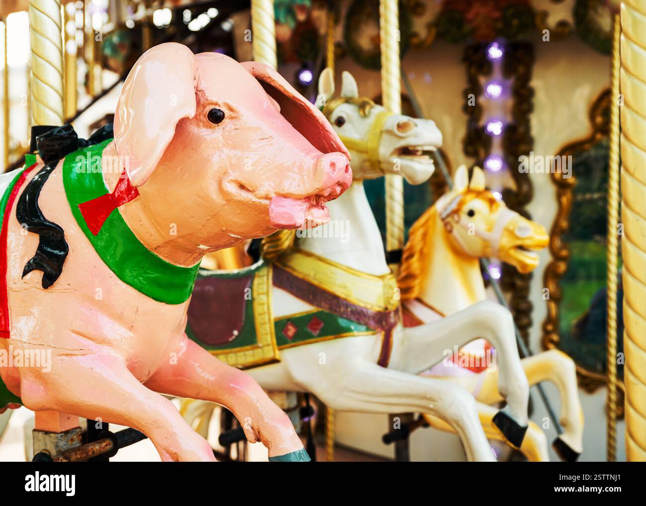 Vintage carousel pig Stock Photo - Alamy