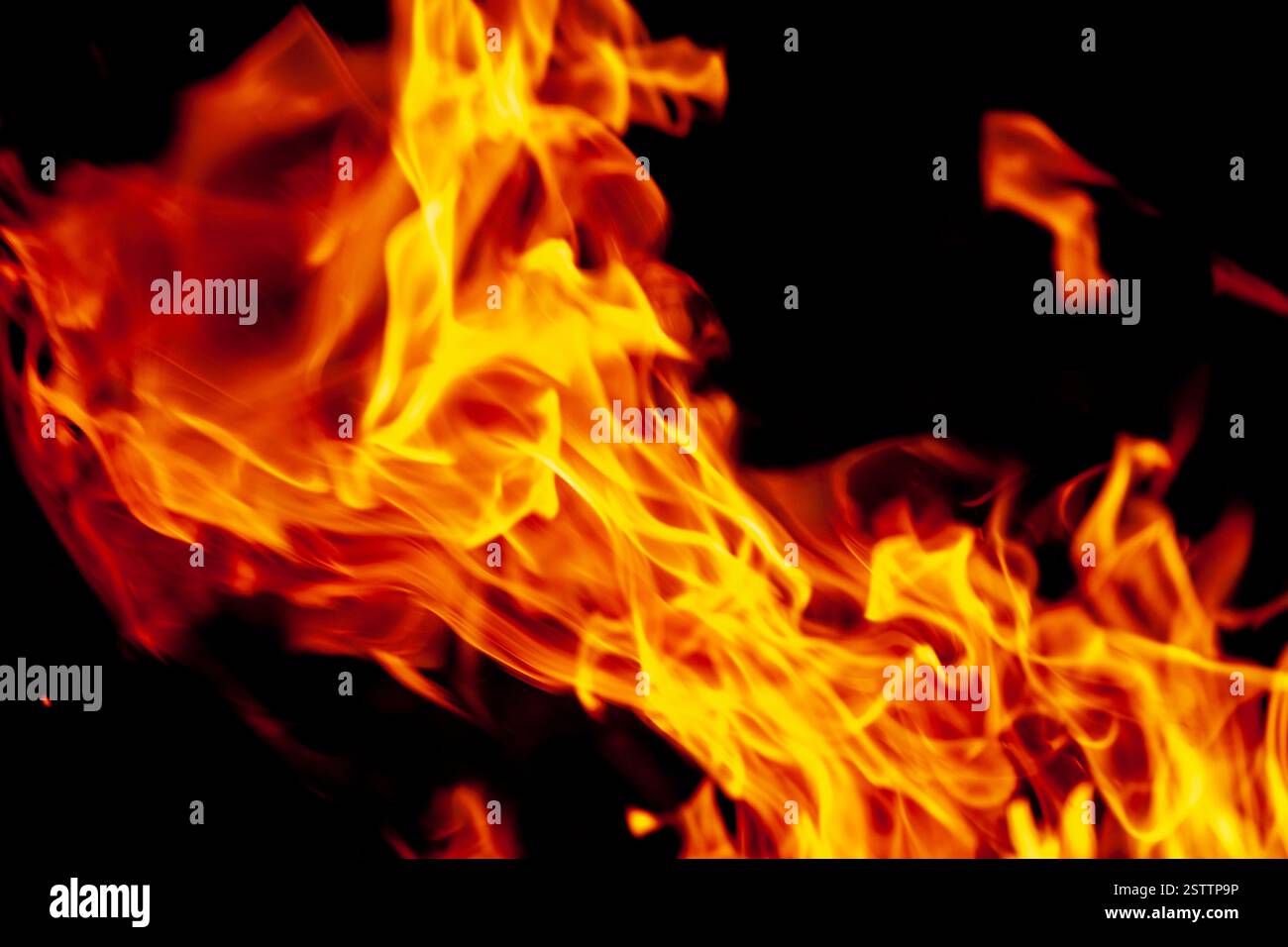 Fire background with bright campfire on the black, camp fireplace in ...