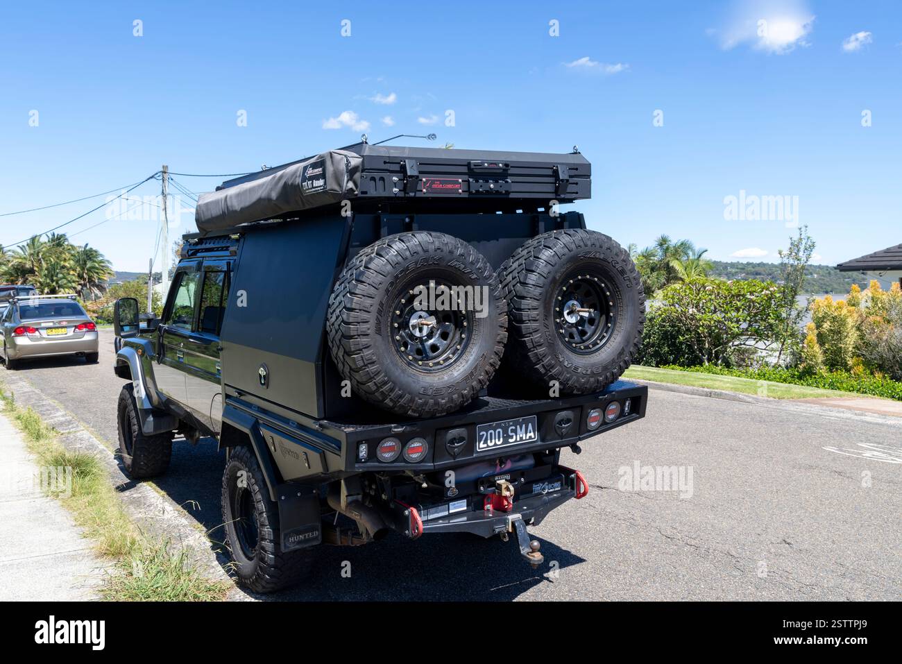 2020 black Toyota Landcruiser 4WD with roof top tent fitted, rugged off ...