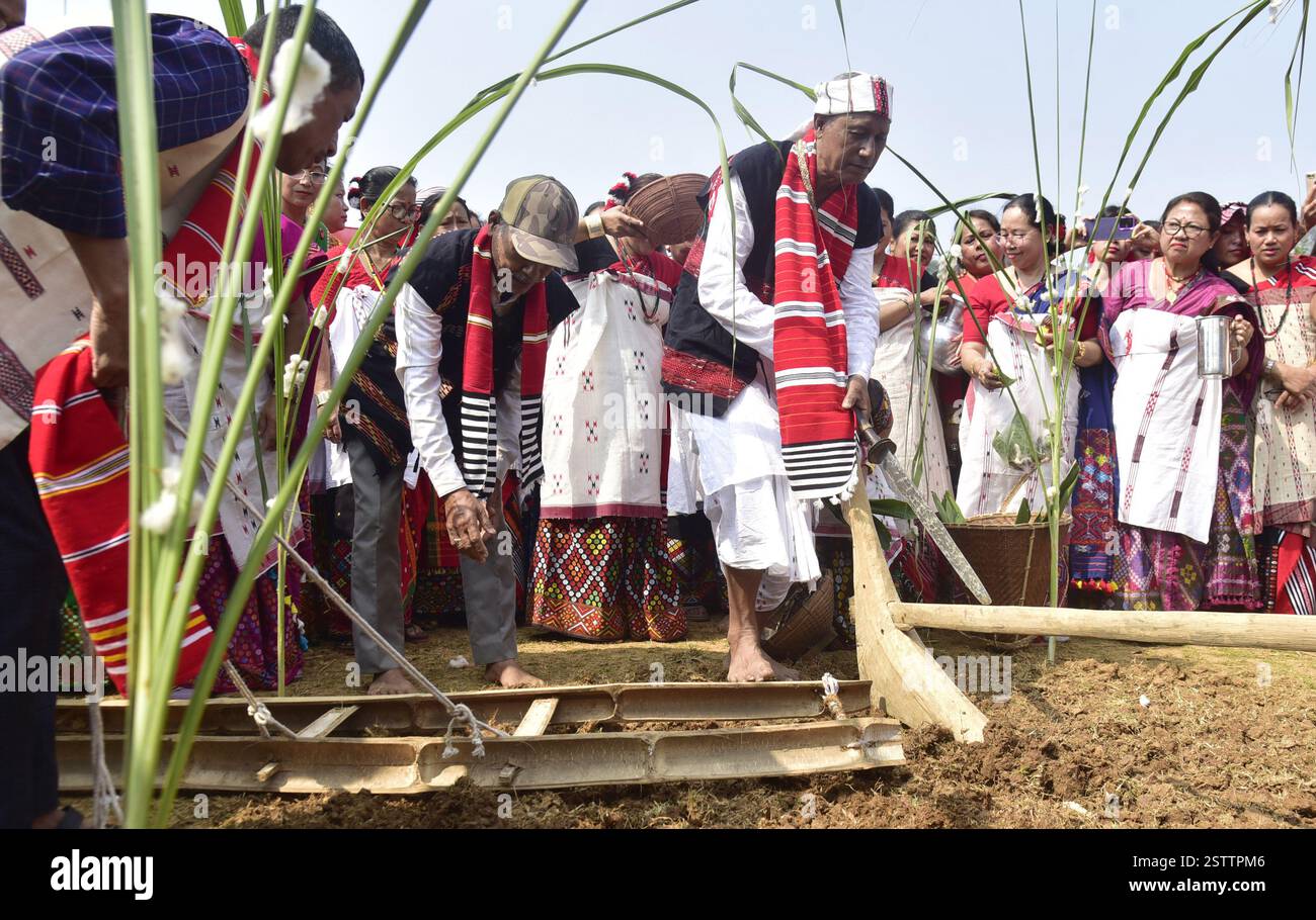 February 19, 2025, Guwahati, Guwahati, India: Mising community prepare ...