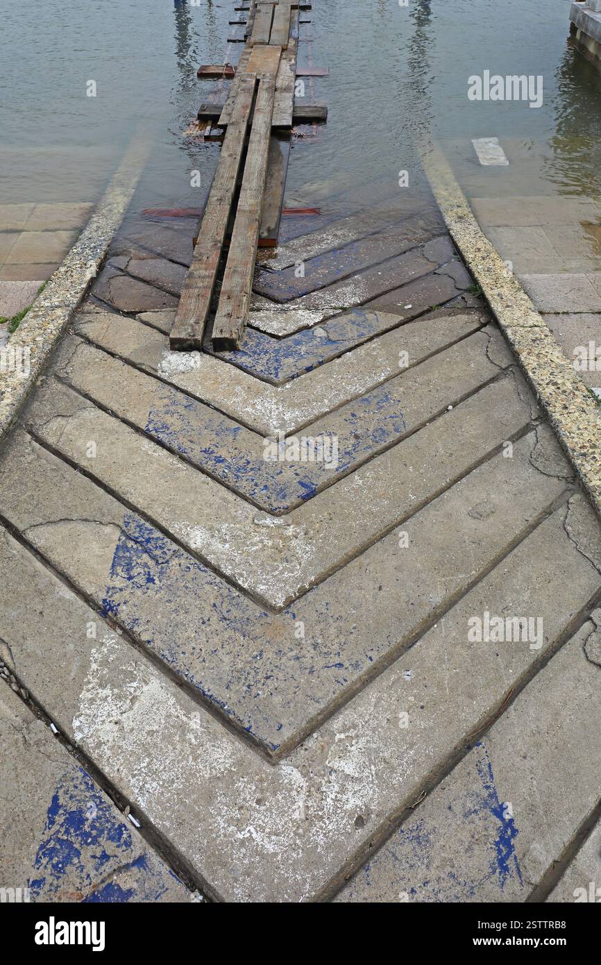 Floating Planks Bridge Boards Over Water Floods Stock Photo - Alamy