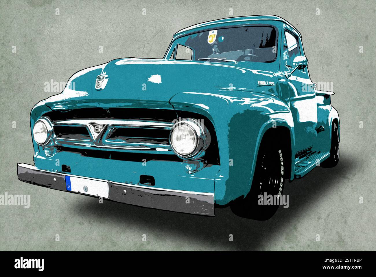 Illustration of the full-size pickup truck Ford F-100 (second ...