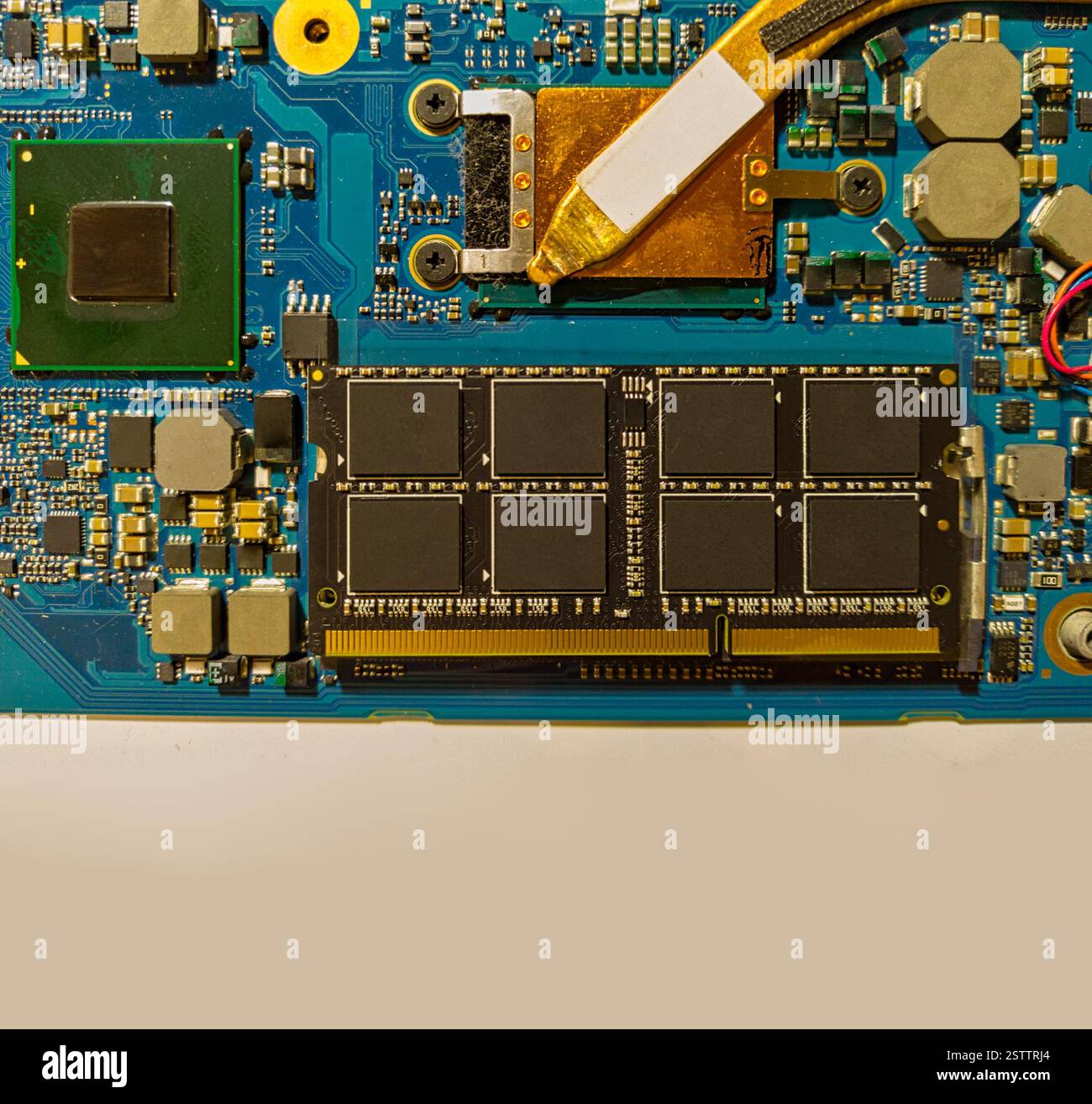 Inside of laptop Personal computer. Motherboard and DDR RAM memory Stock Photo - Alamy
