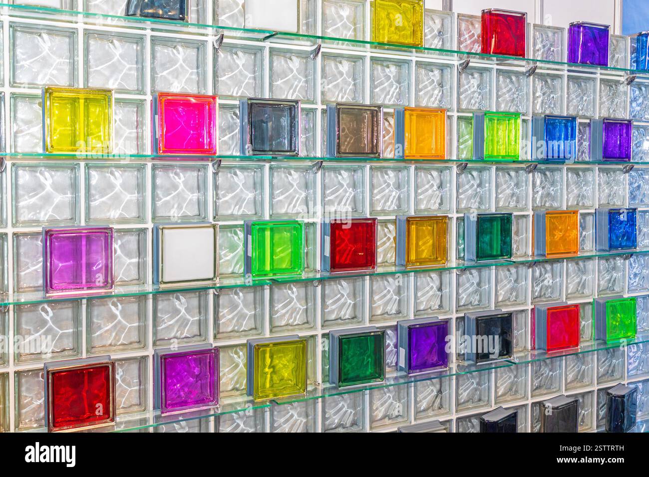 Colourful glass cubes light transparent wall structure hi-res stock ...